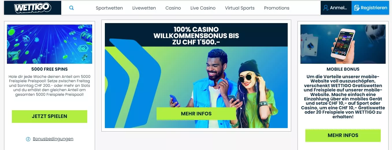 WETTIGO Casino Test 2024: CHF 1500 Bonus unbegrenzt!